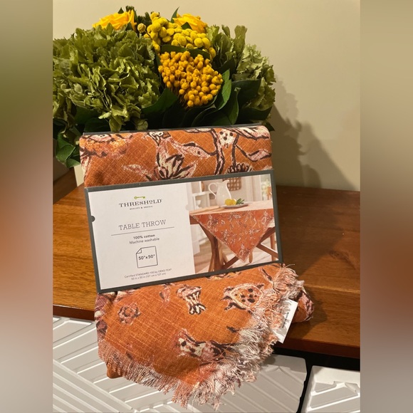 Threshold | Dining | Threshold Table Throw 5x50 Terracotta Brown Floral ...